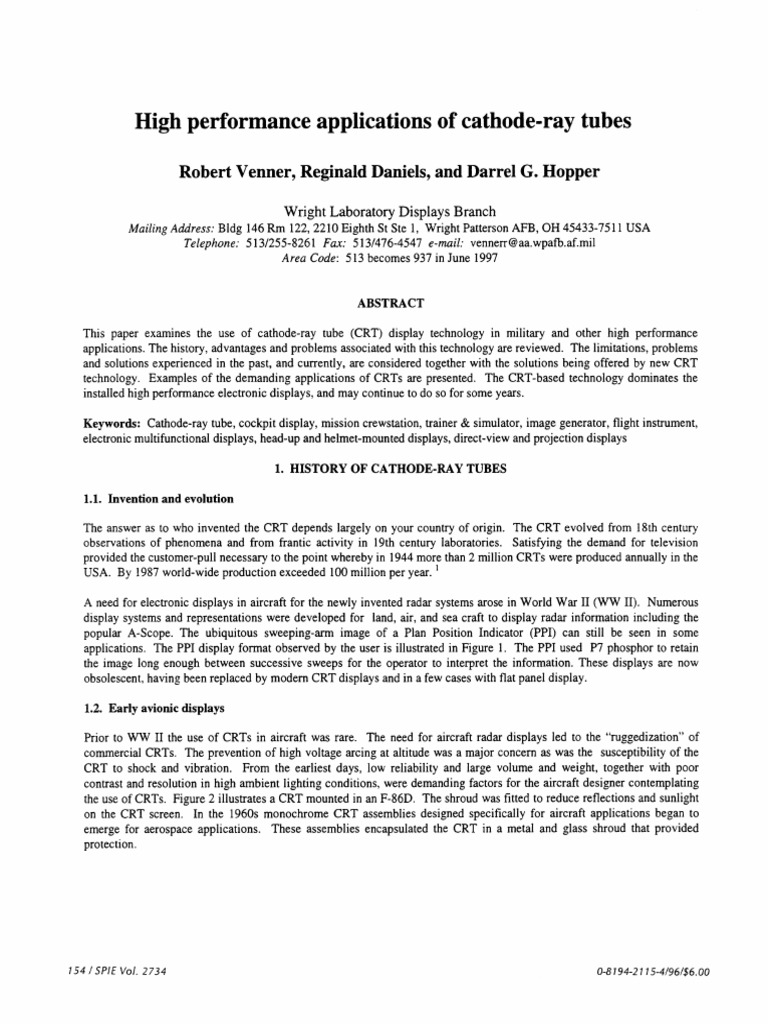 High Performance Applications of Cathode-Ray Tubes: Robert Venner ...
