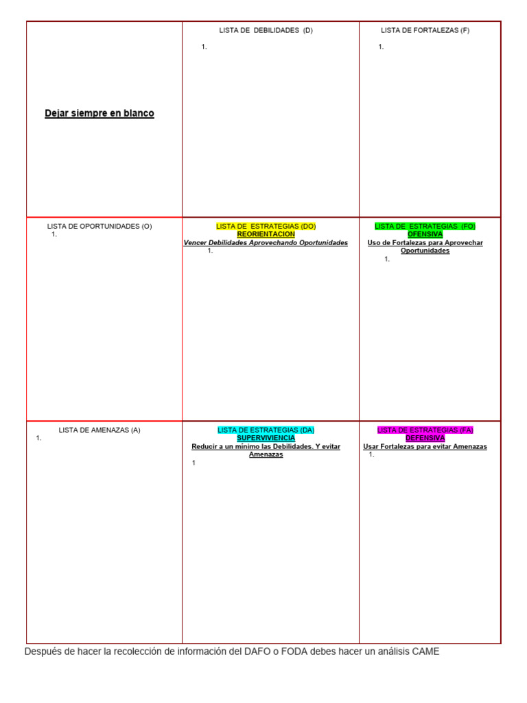 10.1 Formato Dofa | PDF | Análisis FODA | Business