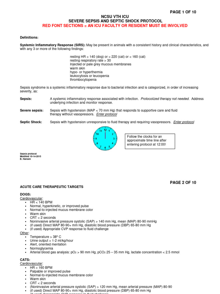 Sepsis Management Protocol for ICU | PDF | Sepsis | Blood Pressure