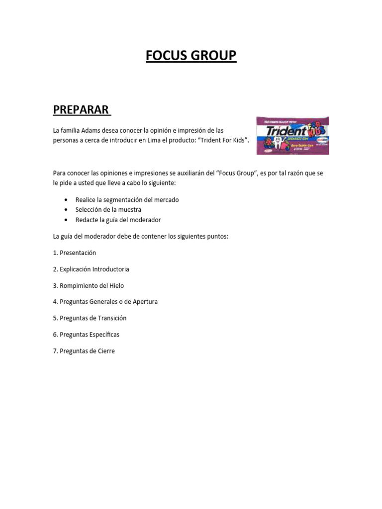 Ejemplo de Focus Group | PDF | Grupo de enfoque