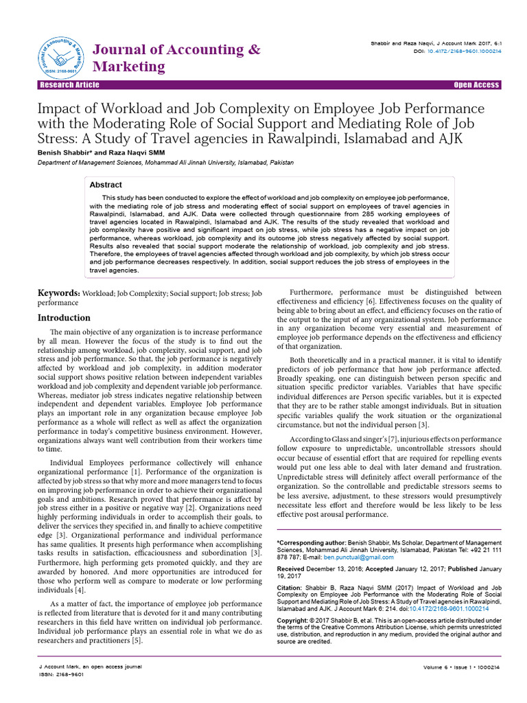 Impact of Workload and Job Complexity On Employee Job Performancewith ...