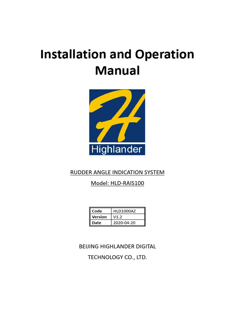 HLD RAIS100 - V1.2 Ruder Angle Indication System | PDF | Screw | Rudder