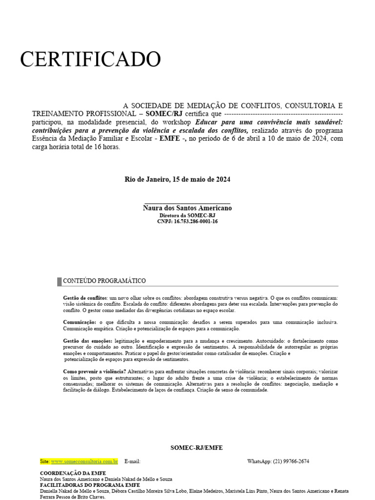 Certificado Csi - Modelo | PDF | Mediação | Comunicação