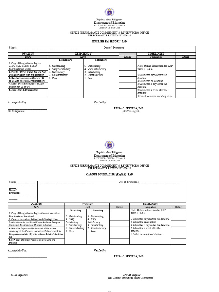 ENGLISH PAPS For SH Eval | PDF