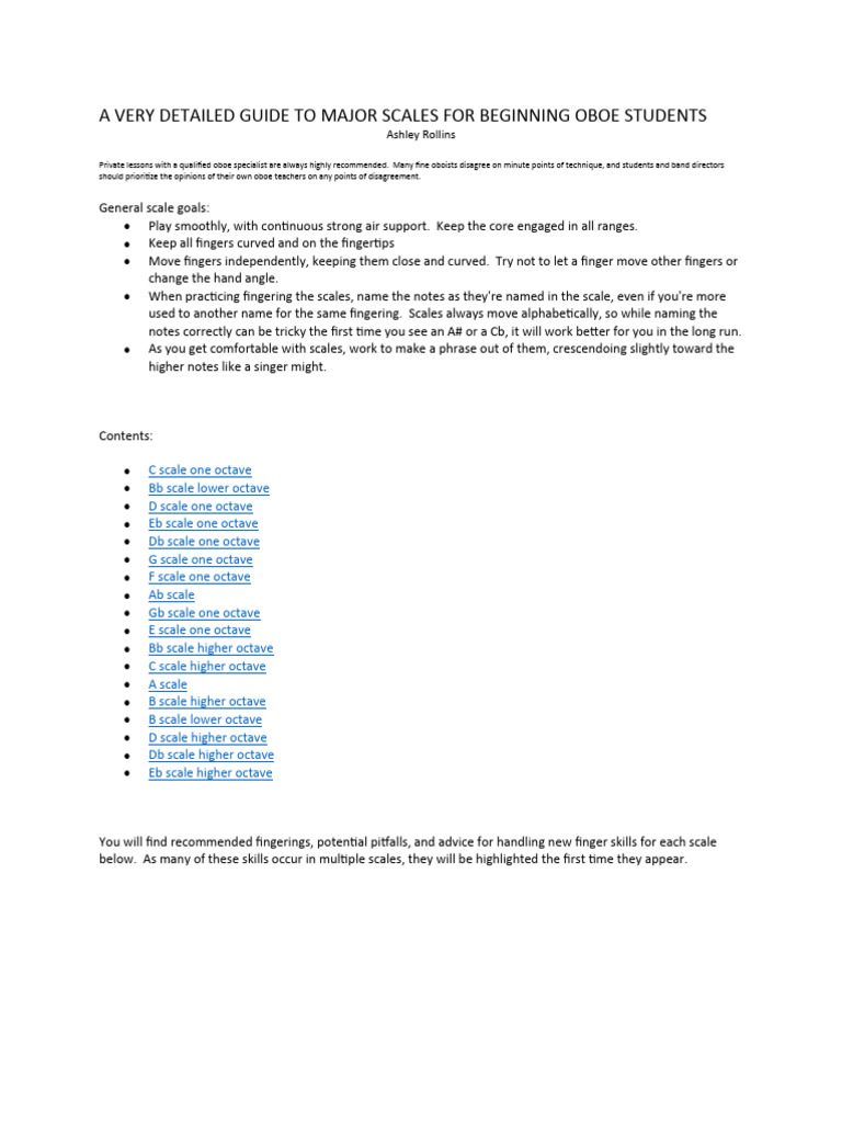 A VERY DETAILED GUIDE TO MAJOR SCALES FOR BEGINNING OBOE STUDENTS and ...