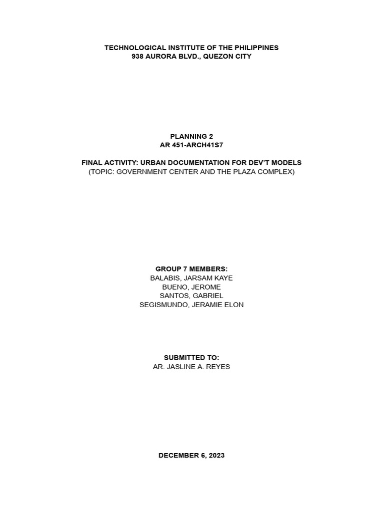 Urban Development Model: Rizal Park | PDF | Social Science | History