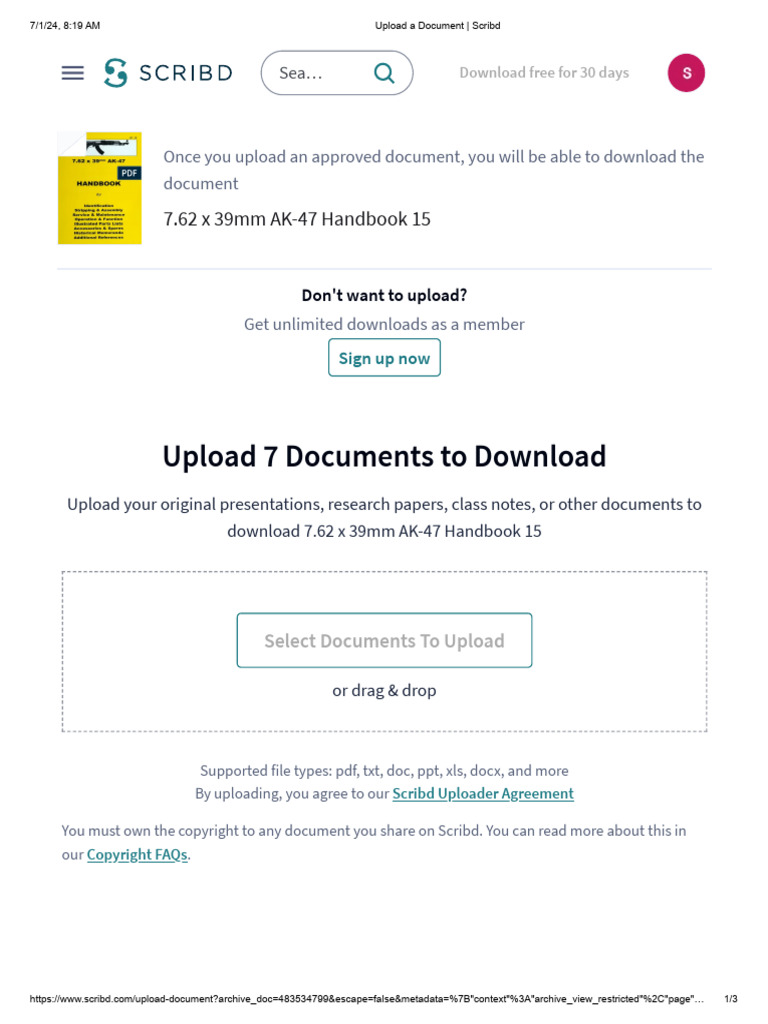 Upload A Document - Scribd | PDF | Scribd | World Wide Web