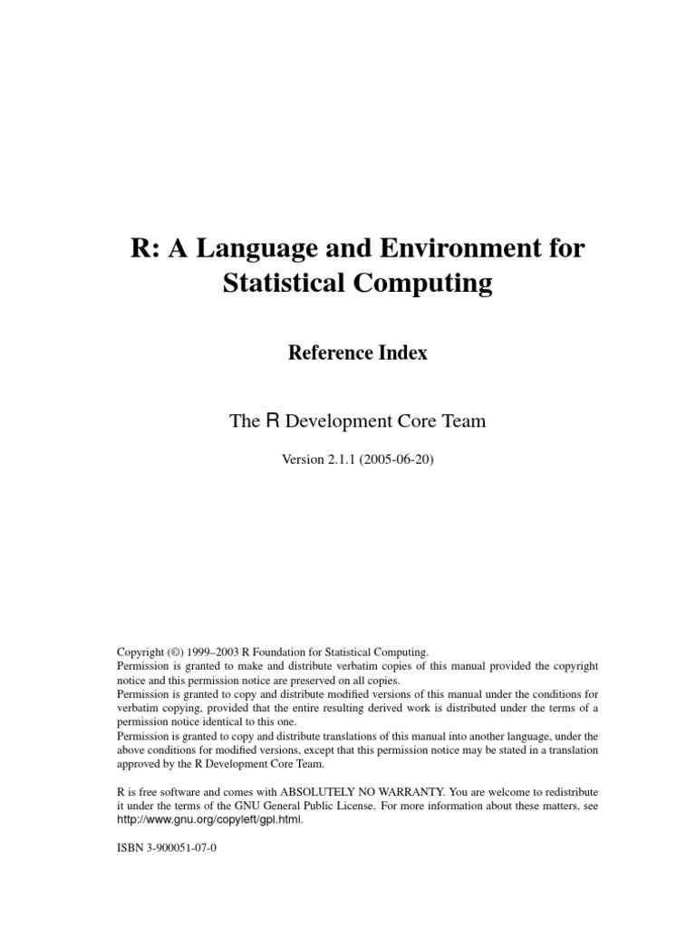 R Manual | PDF | Free Software | Computer Programming
