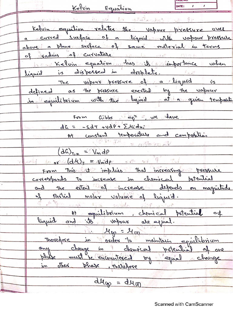 Kelvin Equation - 20200401110929 | PDF
