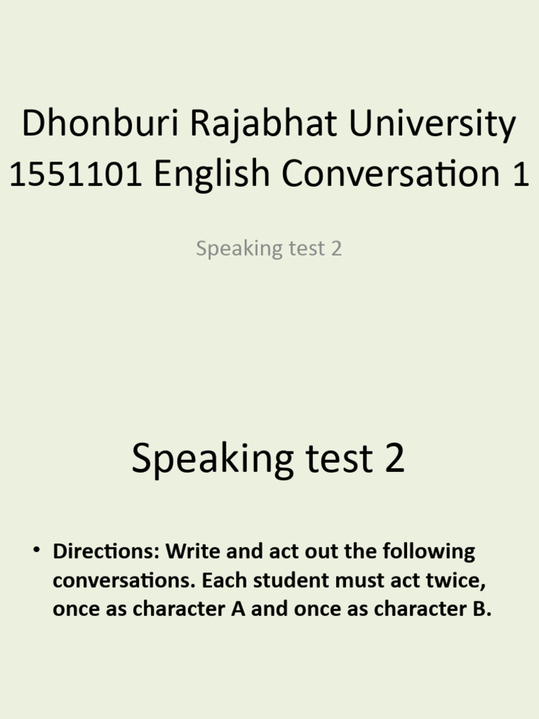 Conversation 1 - Speaking Test 2 | PDF