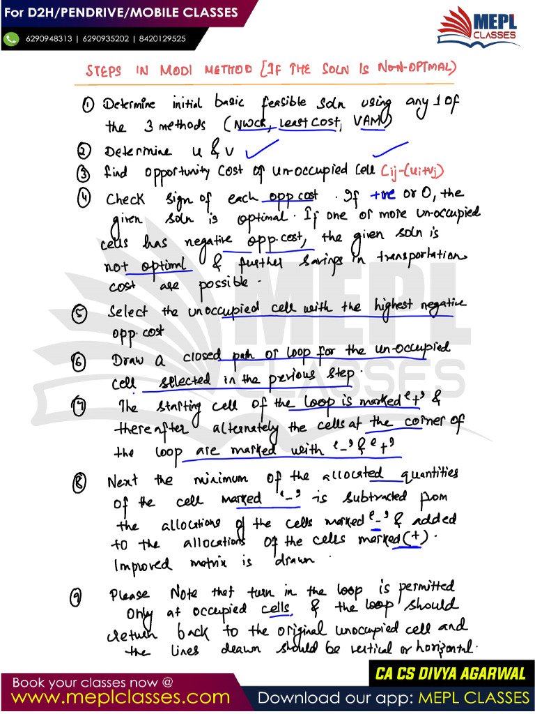 Handnotes On Modi Method | PDF