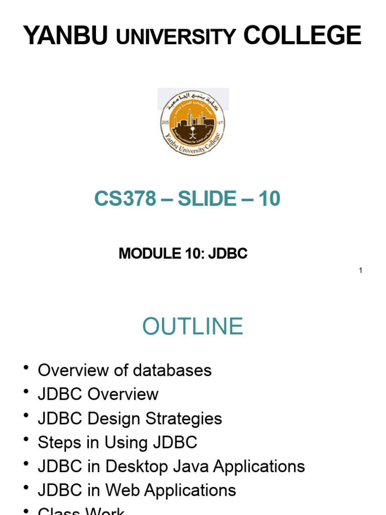 CS378 Slide 07 JDBC | PDF | Databases | World Wide Web