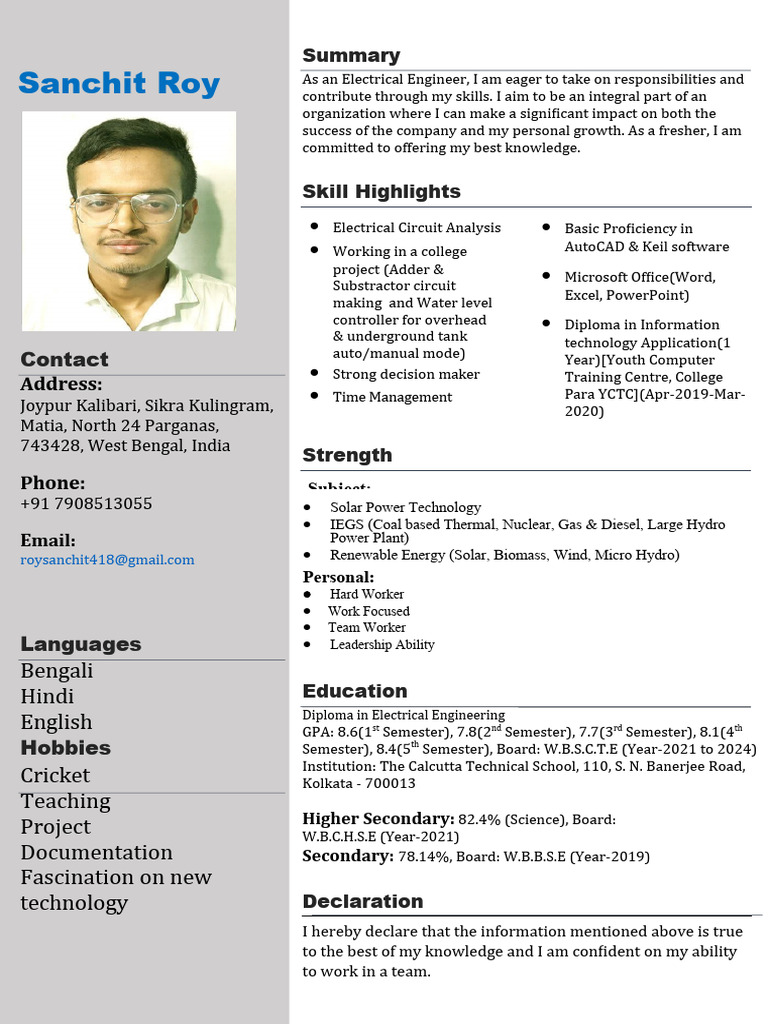 Final CV | PDF | Kolkata | Nature