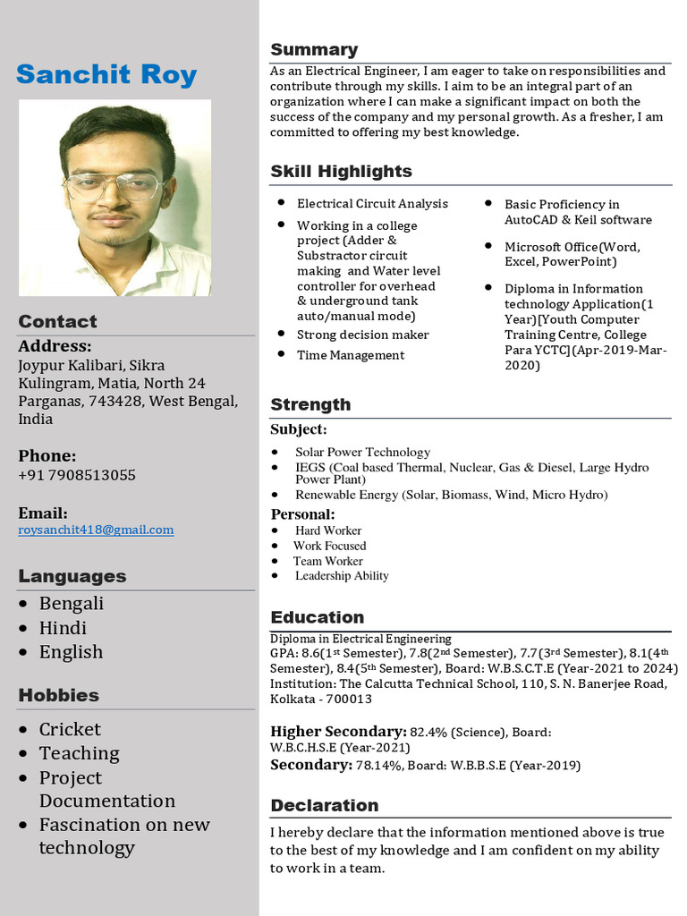 Final CV | PDF | Kolkata | Nature