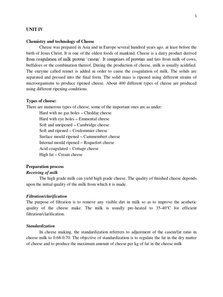 Cheese Production: Chemistry & Process | PDF | Cheese | Milk