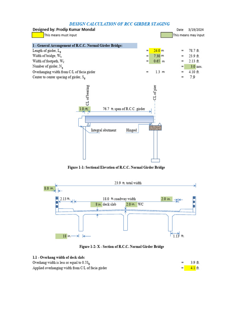 Design of 24m RCC Girder Staging Ok - (Sherpur - Nalitabari) (Purto - 315) PDF | PDF | Transport ...