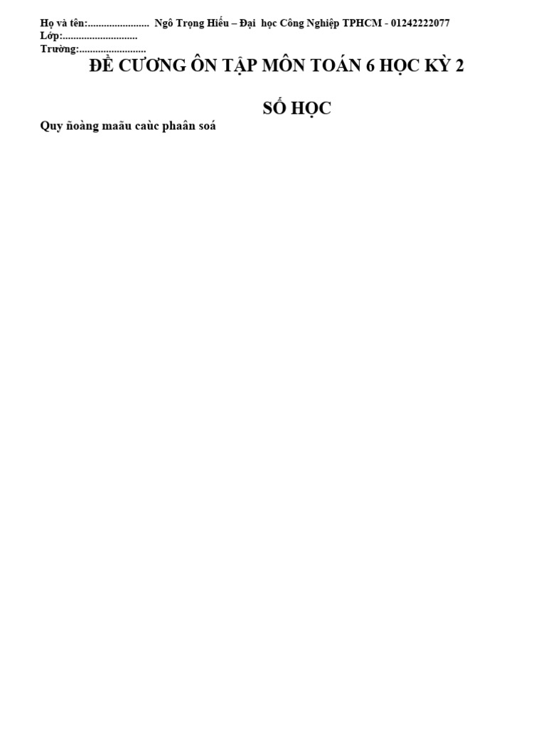 De Cuong On Tap Toan 6 HK 2 | PDF