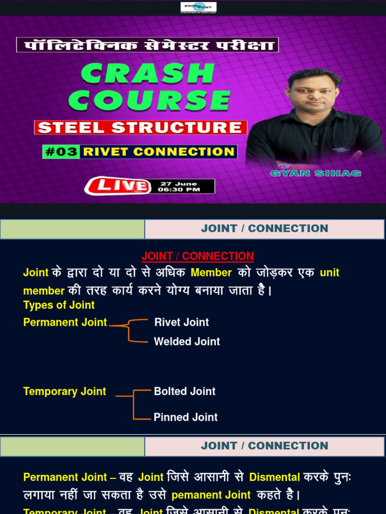 Steel Sir) Lec 03 | PDF | Bending | Rivet