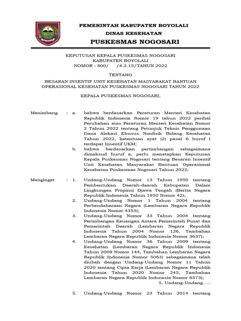 Template SK Nogosari | PDF