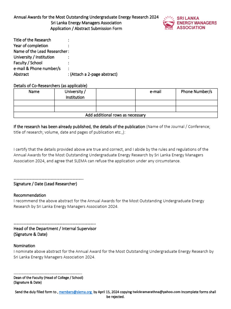 Annexure 2 Submission Application Form - 2024 | PDF