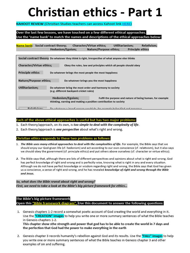 Overview of Christian Ethical Theories | PDF | God | Grace In Christianity