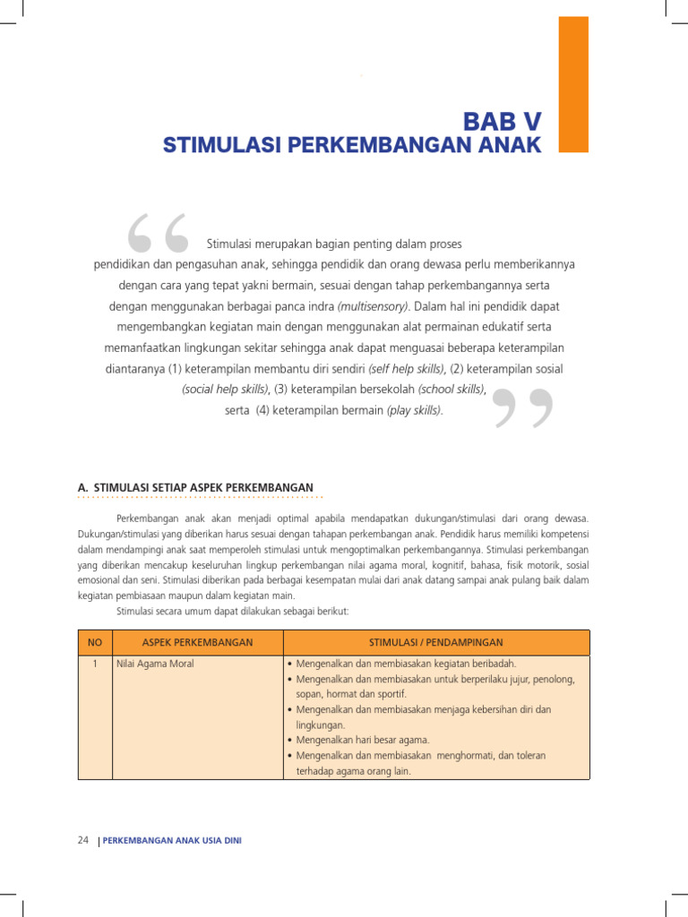 Modul 2 - Bab V Stimulasi Perkembangan Anak | PDF