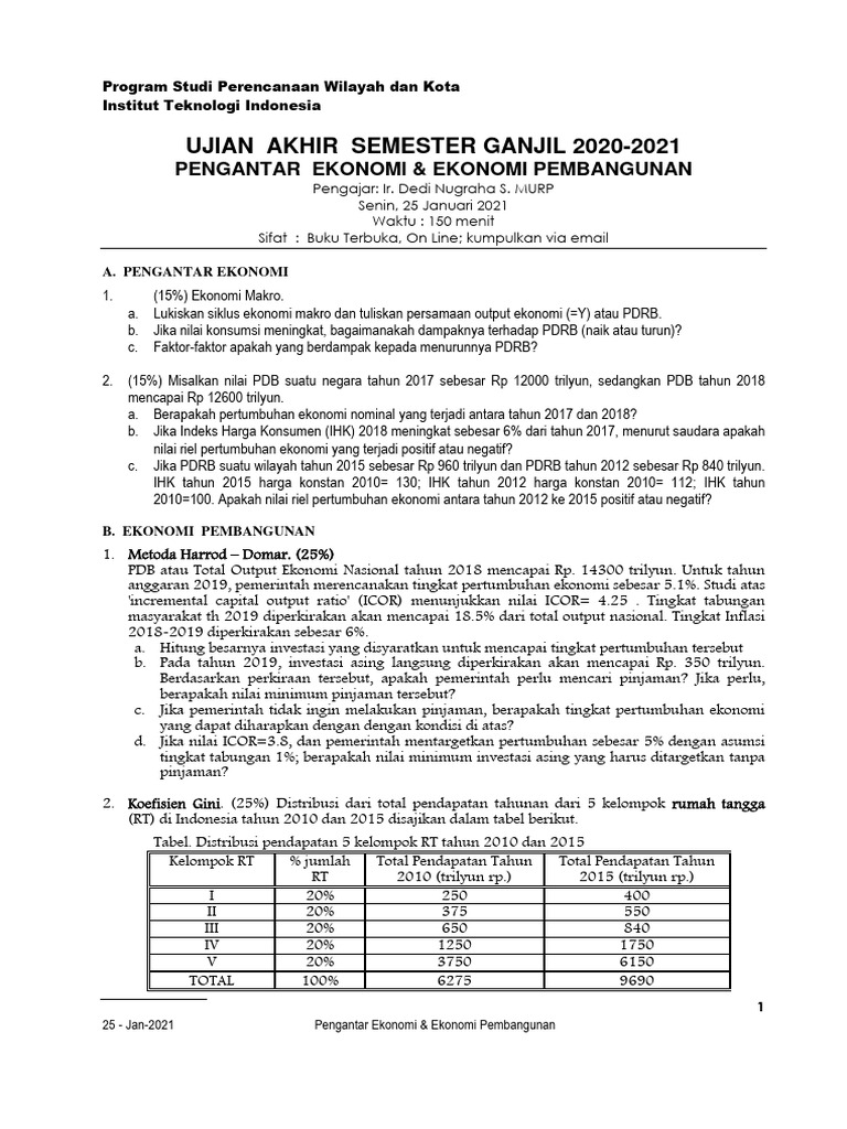 UAS-2020-2021-Pengantar Ekonomi | PDF