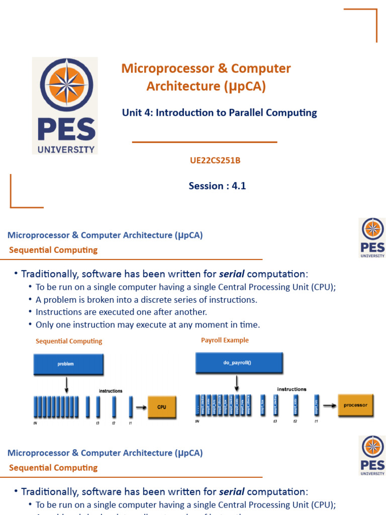 Unit4 Session1 Intro To Parallel Computing | PDF | Central Processing Unit | Parallel Computing