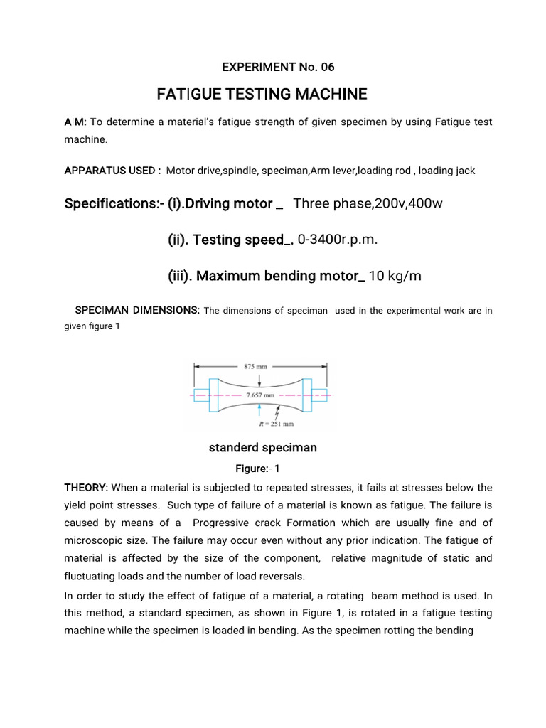 Fatigue Test Manual | PDF | Fatigue (Material) | Bending