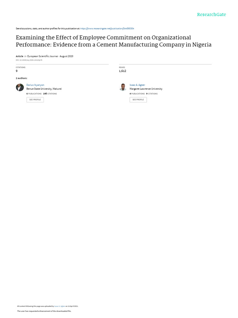 Employee Commitment's Impact on Performance | PDF | Coefficient Of ...