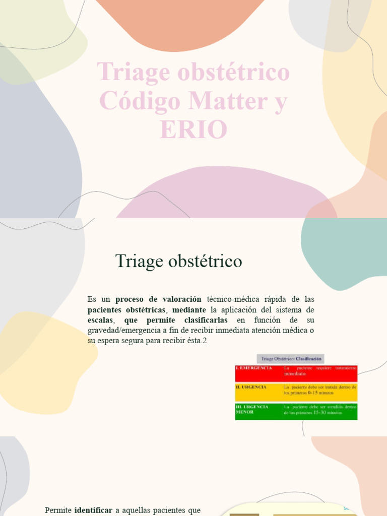 3.1-Triage Obstétrico, Codigo Matter, ERIO | PDF | Medicina de Cuidados ...