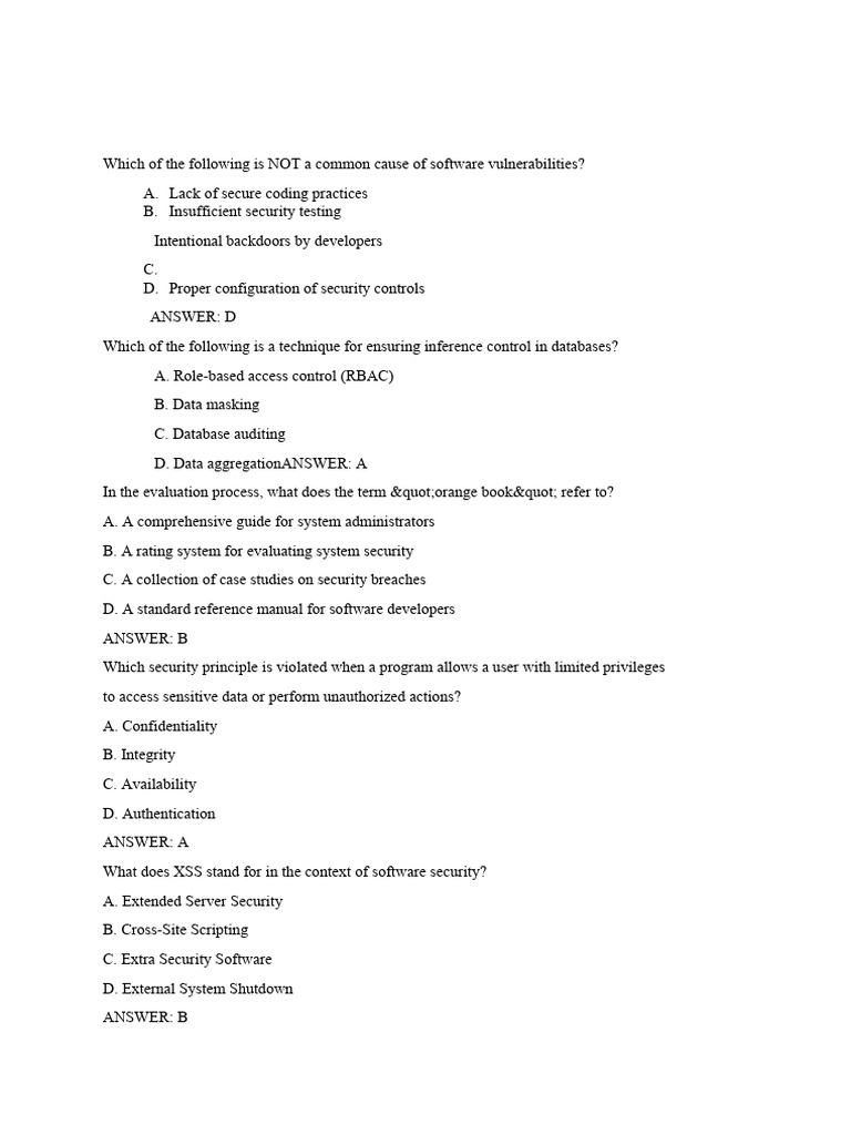 Software Vulnerabilities and Security Concepts | PDF | Method (Computer ...