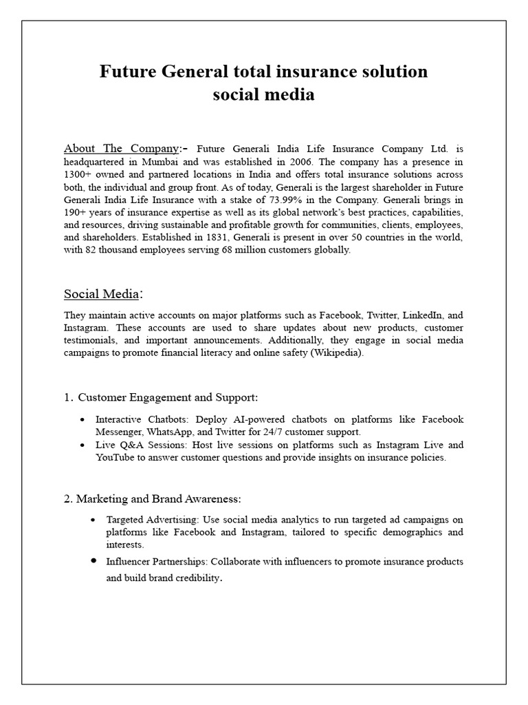 Future General Total Insurance Solution Social Media | PDF | Social ...