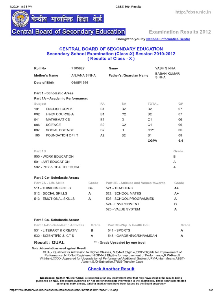 Ssc Marksheet Pdf