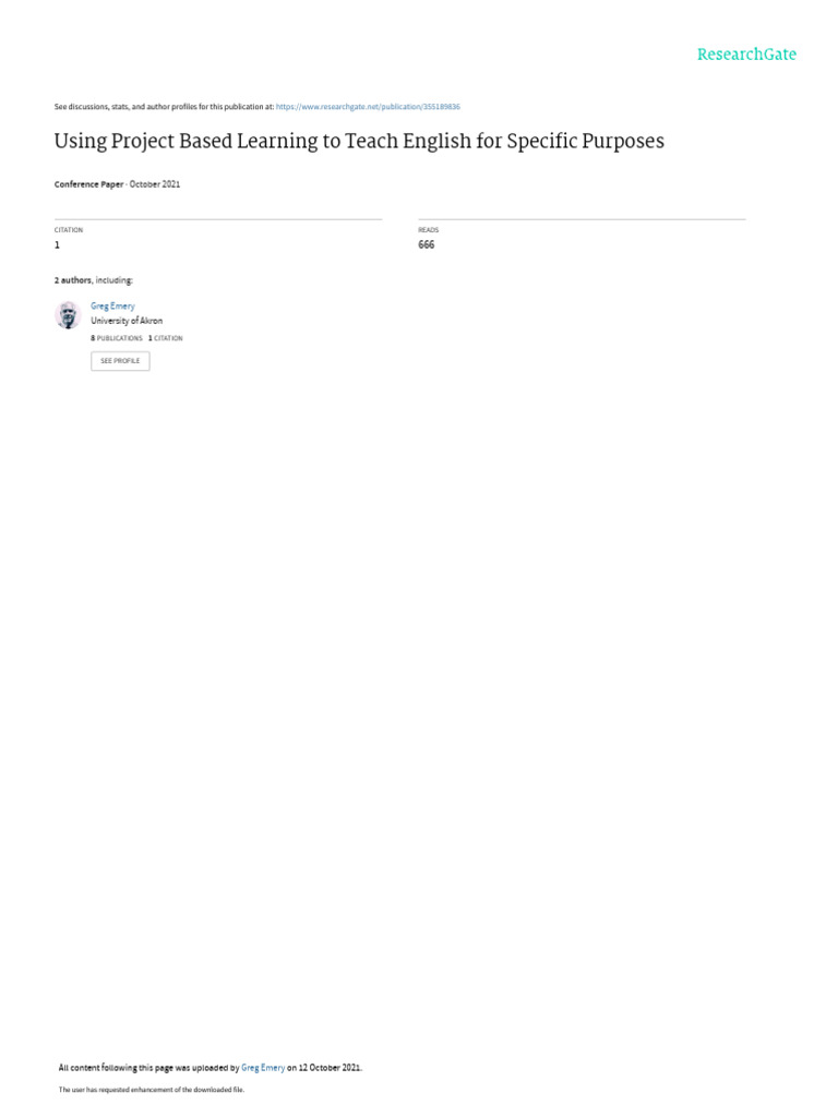 Using Project Based Learning To Teach English For Specific Purposes ...