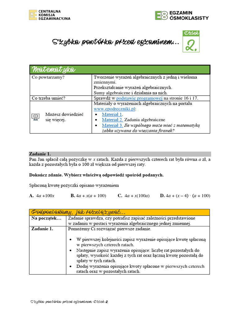 Cke E8 Matematyka 2 | PDF