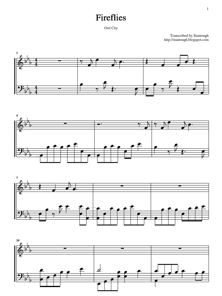 Owl City-Fireflies-Piano Sheet Music | PDF | Leisure