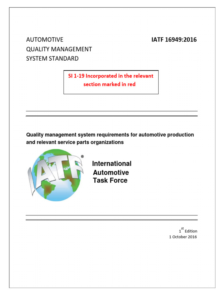 IATF 16949 With SI 1-20 Incorporated | Download Free PDF | Iso 9000 ...