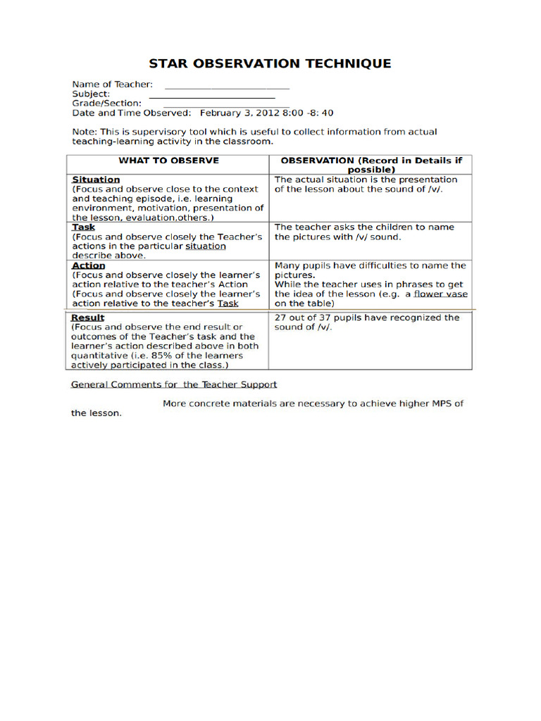 STAR Observation | PDF