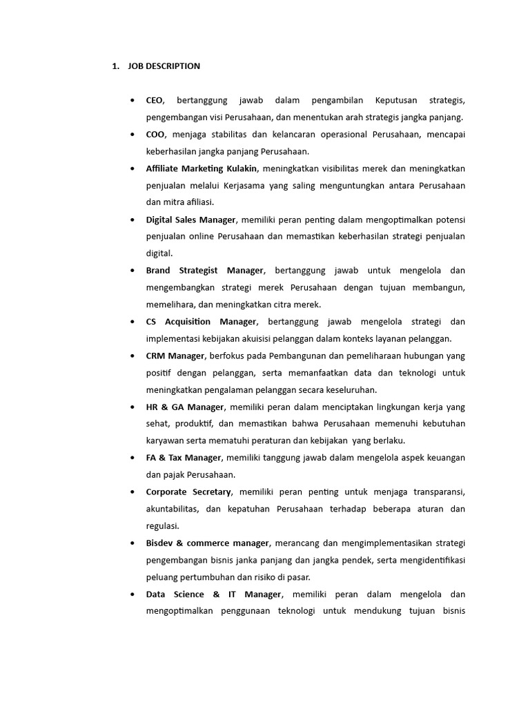 Job Description | PDF | Karier & Perkembangan | Pengelolaan Keuangan & Uang