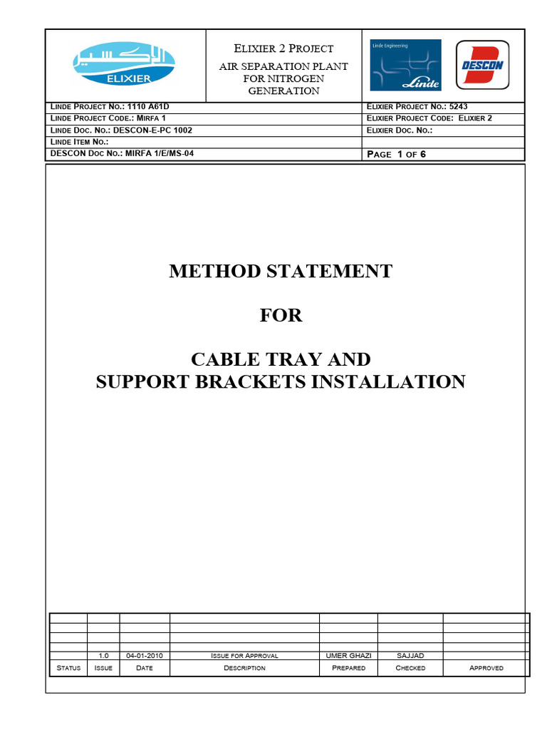 04-MS For Cable Tray and Support Brackets Installation-N | PDF | Blade ...