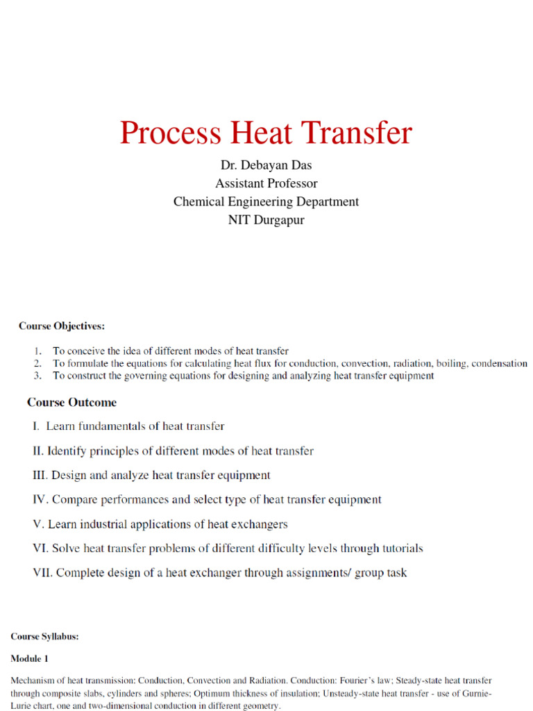 Process Heat Transfer Till 9th February 2023 Pdf