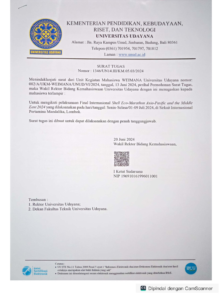 Surat Tugas Shell Eco Marathon | PDF