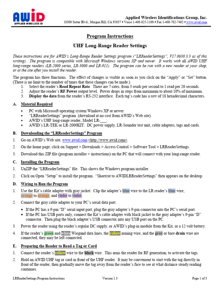 LRReaderSettings Instructions | PDF | Personal Computers | Usb