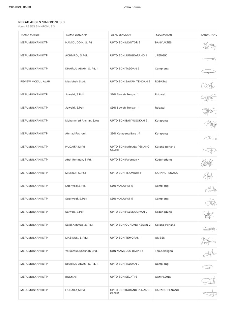 Absen Sinkronus 3 | PDF