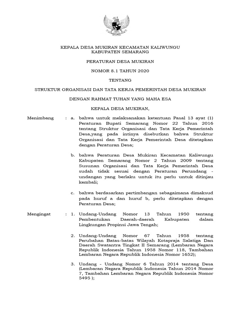 Perdes Mukiran Kaliwungu 8 1 2020 | PDF | Griya & Taman