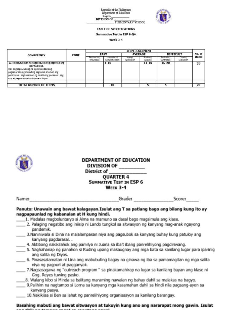 ST2 - Esp 6 - Q4 | PDF
