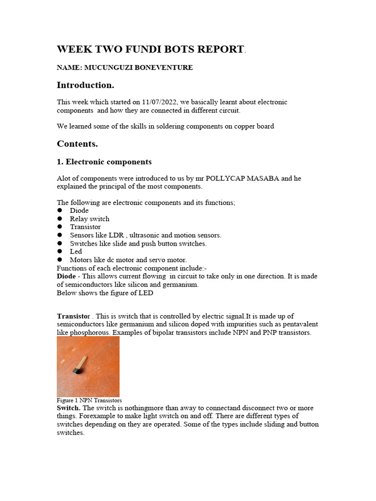 Week Two Fundi Bots Report | PDF | Resistor | Electrical Resistance And ...