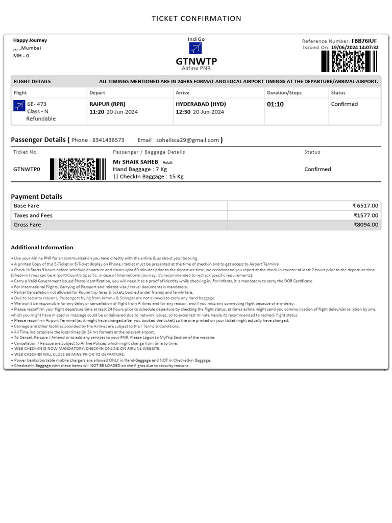 RPR Hyd GTNWTP | PDF | Airport | Aviation