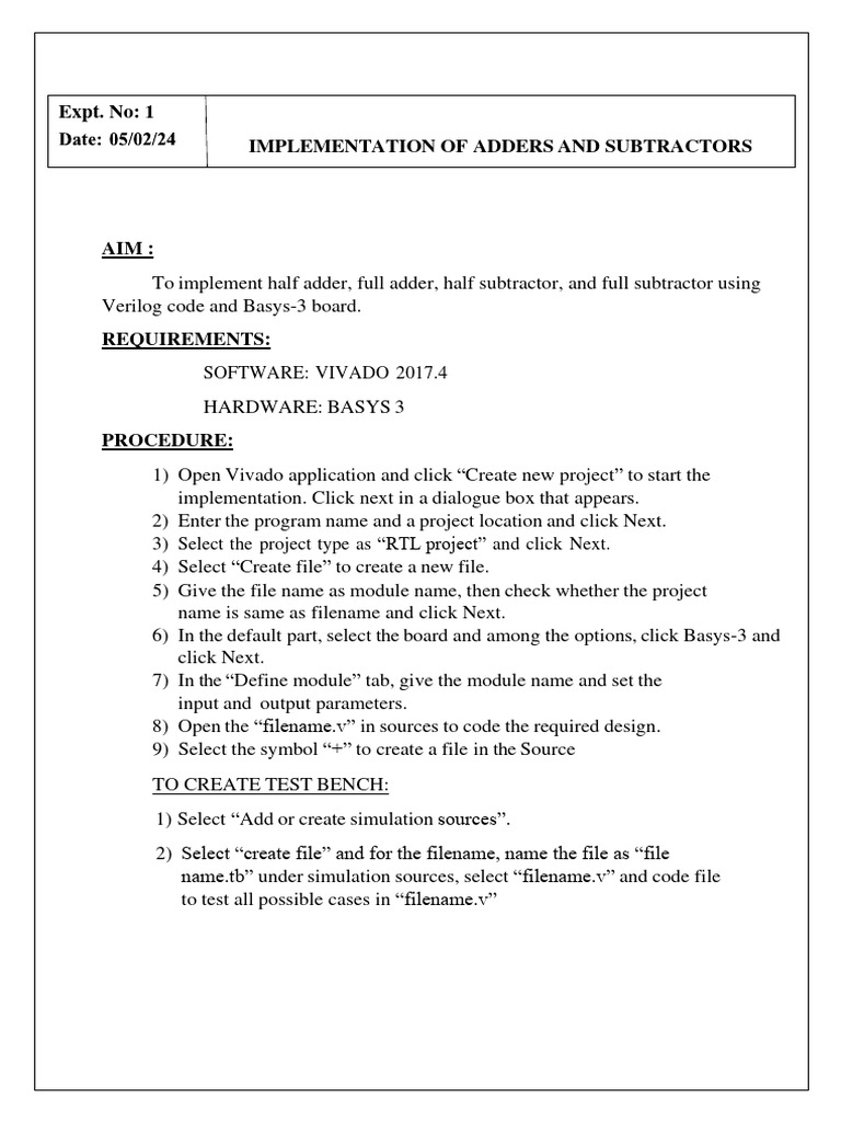 Half Adder | PDF | Computers